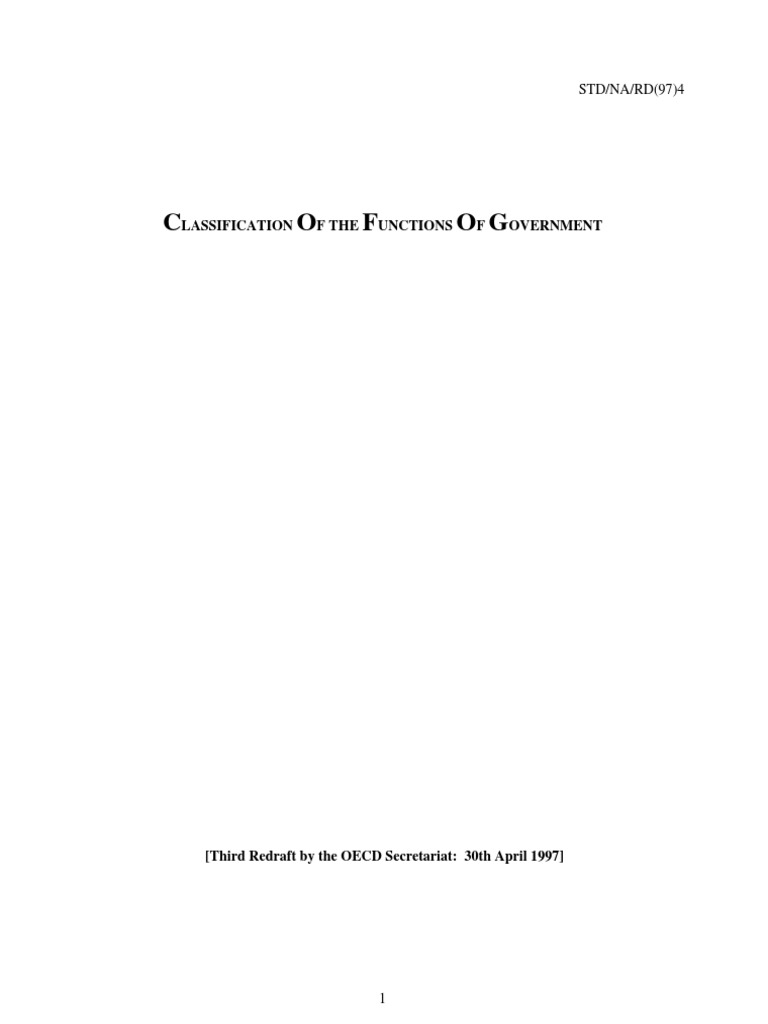 Cofog-CLASSIFICATION OF THE FUNCTIONS OF GOVERNMENT | PDF | Welfare ...
