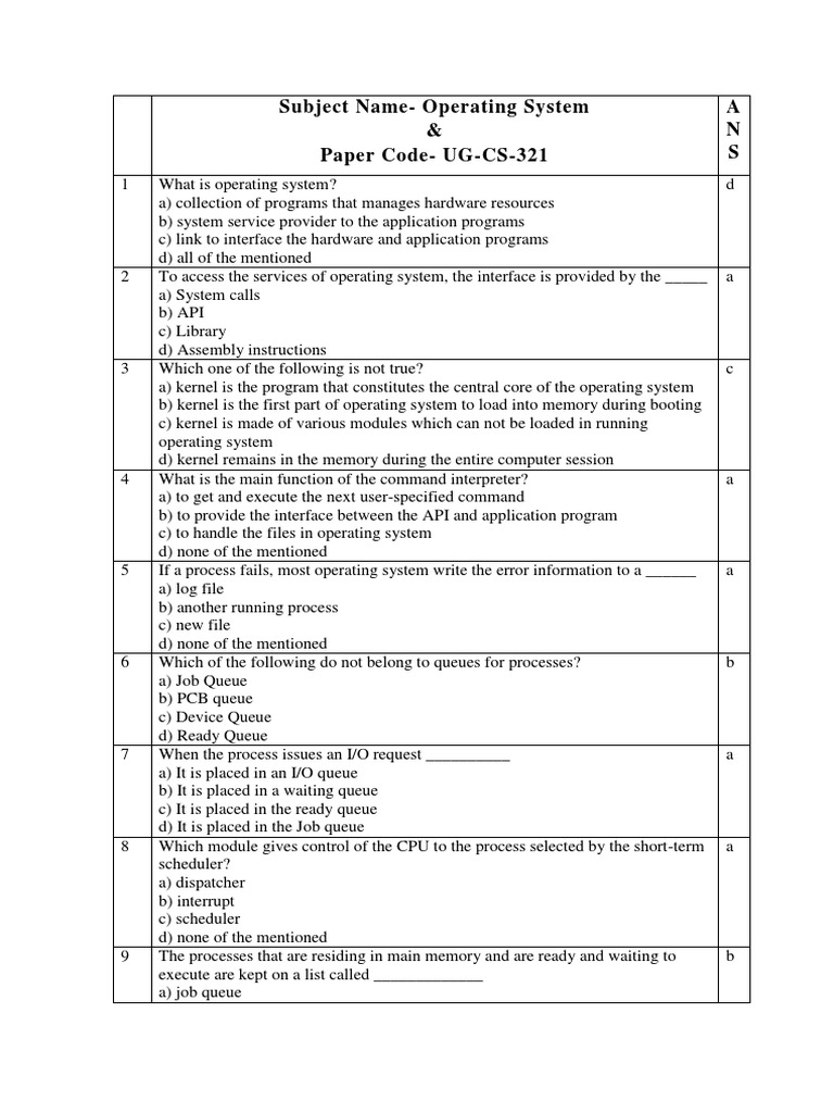 TYBSC Computer Science SEM VI UG CS 321 Operating System | PDF | Scheduling (Computing ...