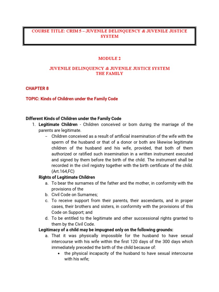 Crim 5 - Module 2.3 | PDF | Legal Guardian | Marriage