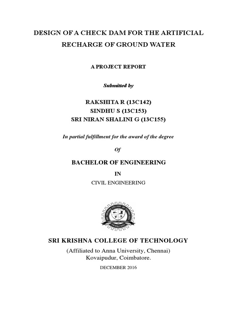 Design of A Check Dam For The Artificial Recharge of Ground Water | PDF ...