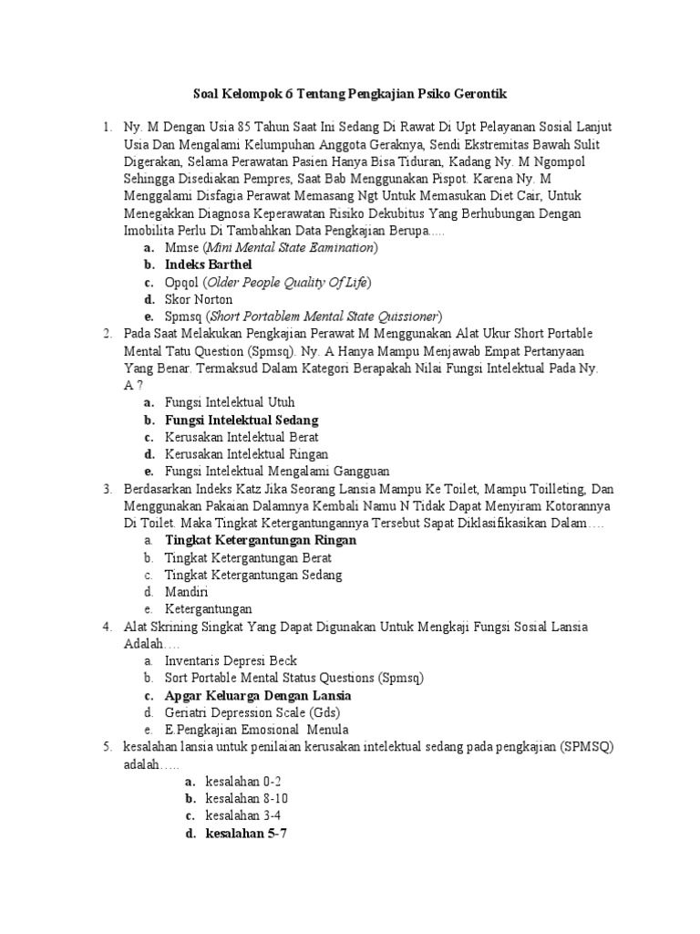 Soal Peng Psiko Gerontik | PDF
