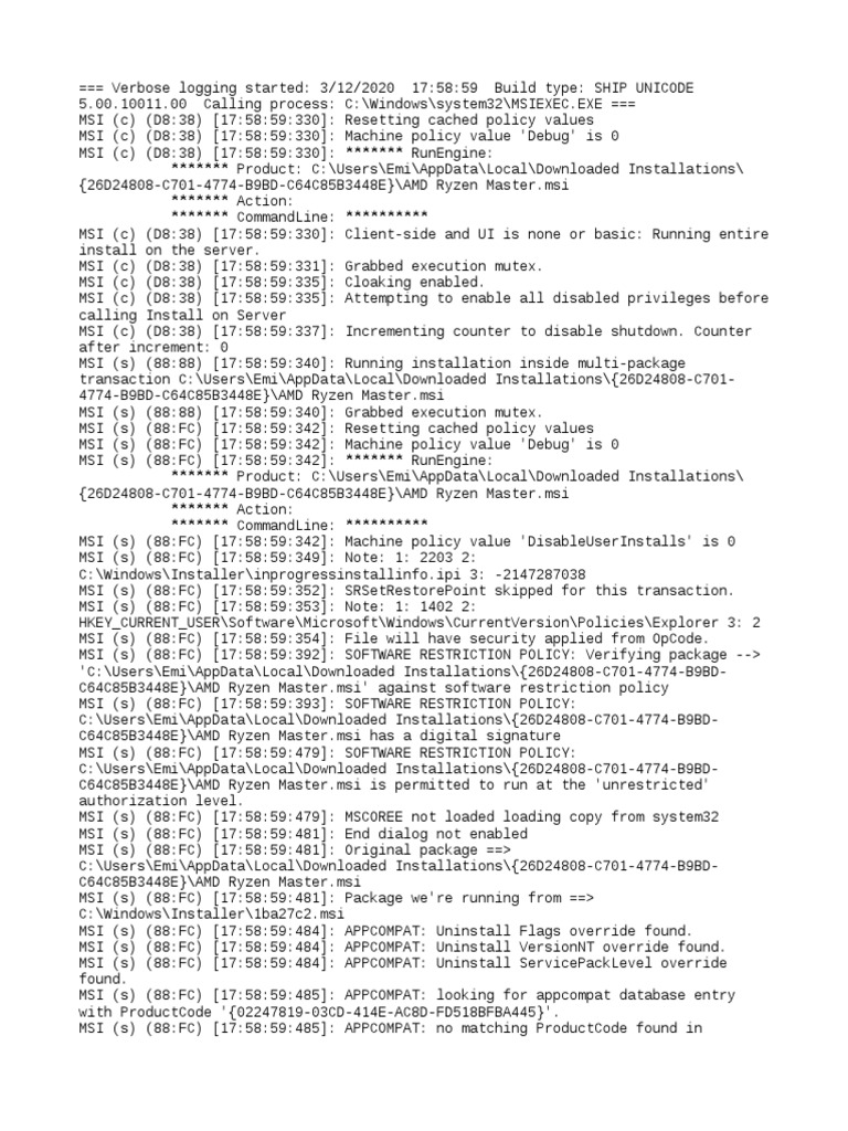 AMD Ryzen Master Install Log | PDF | Microsoft Windows | Computer ...