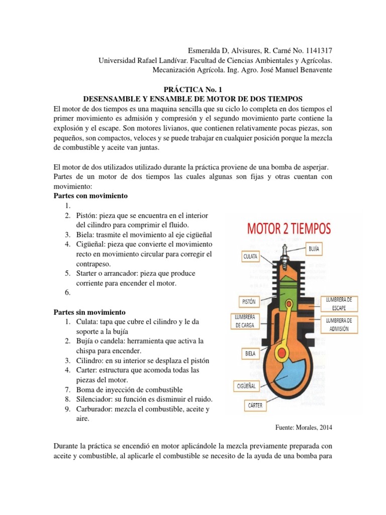 Reporte No. 1 Motor de Dos Tiempos | PDF | Pistón | Motores