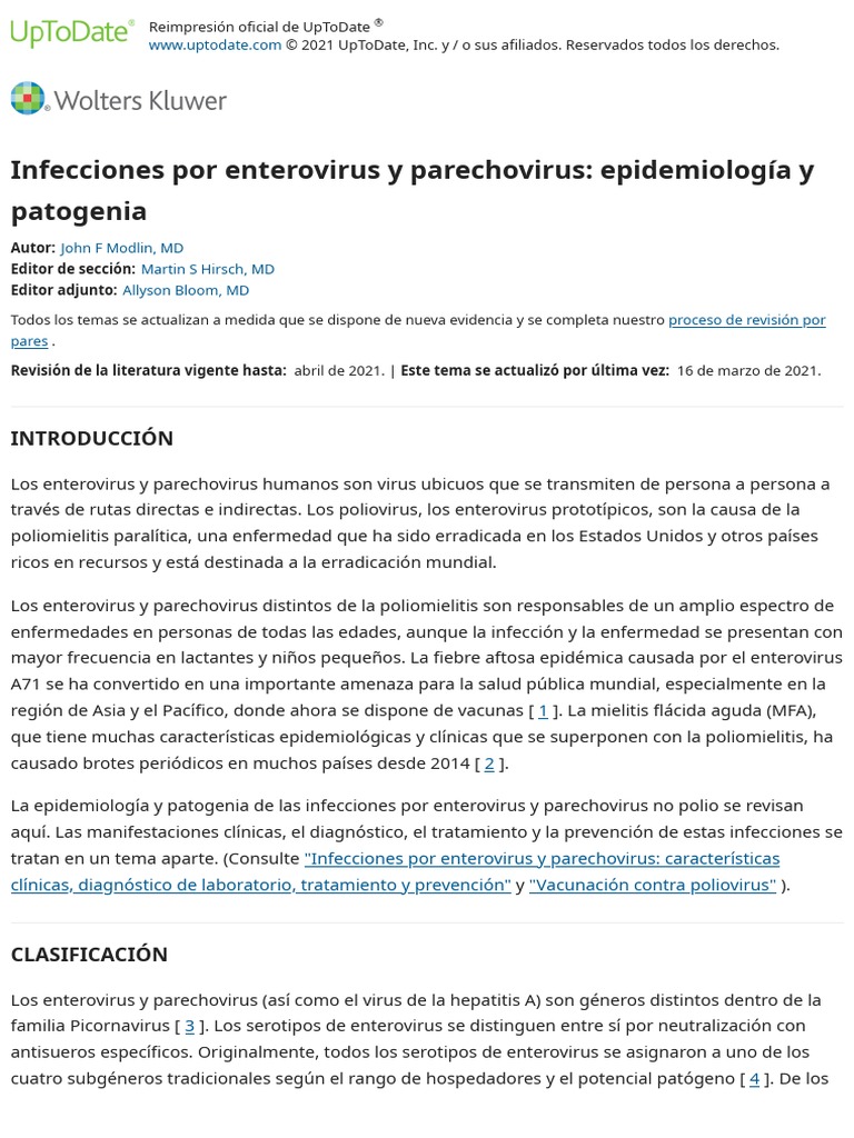 Enterovirus and Parechovirus Infections - Epidemiology and Pathogenesis ...