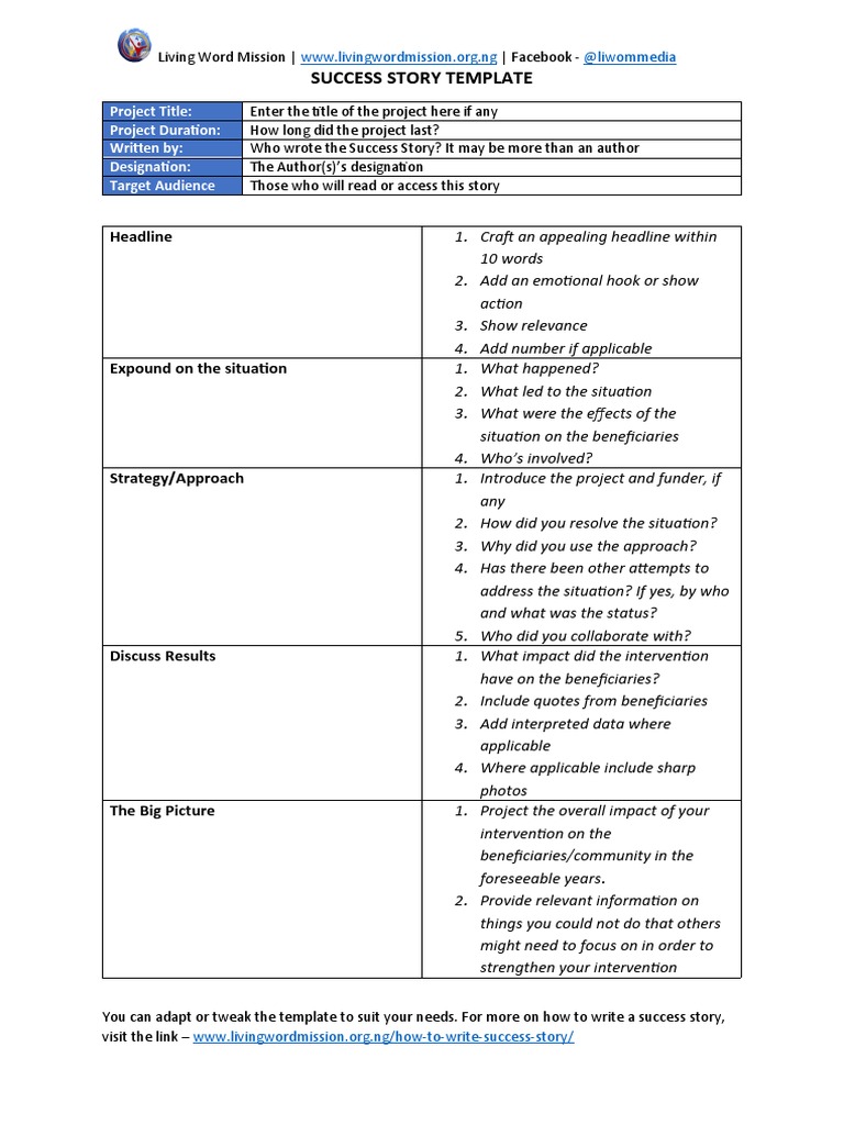 Success Story Template | PDF | Communication | Human Nature