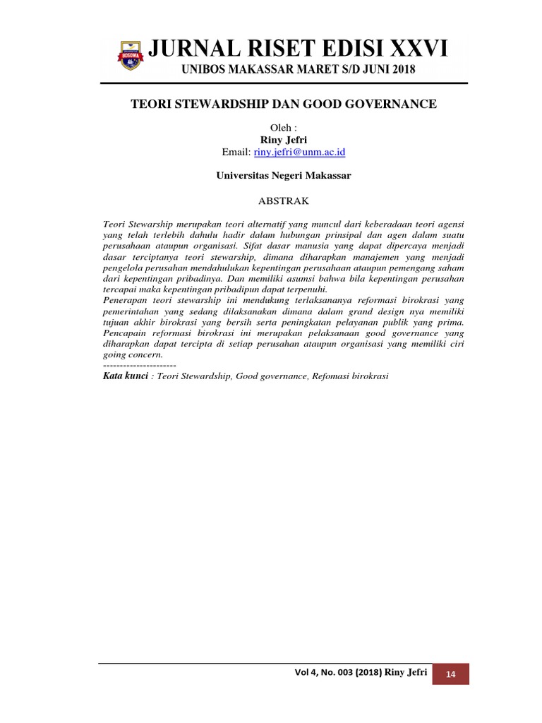 Teori Stewardship Dan Good Governance: Riny Jefri | PDF