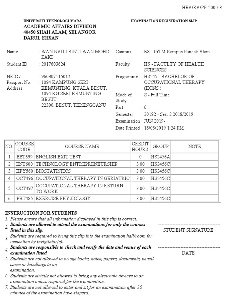 Preparing for End-of-Semester Examinations: An Examination Registration ...