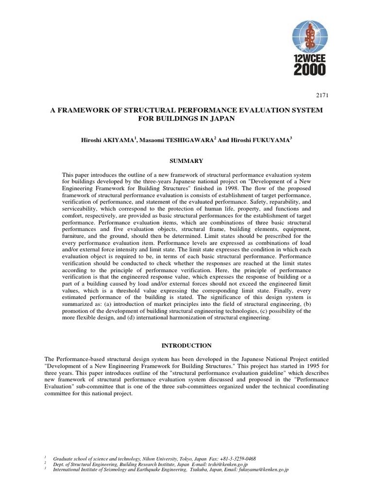 Framework Of Structural Performance Evaluation System Pdf Safety Verification And Validation