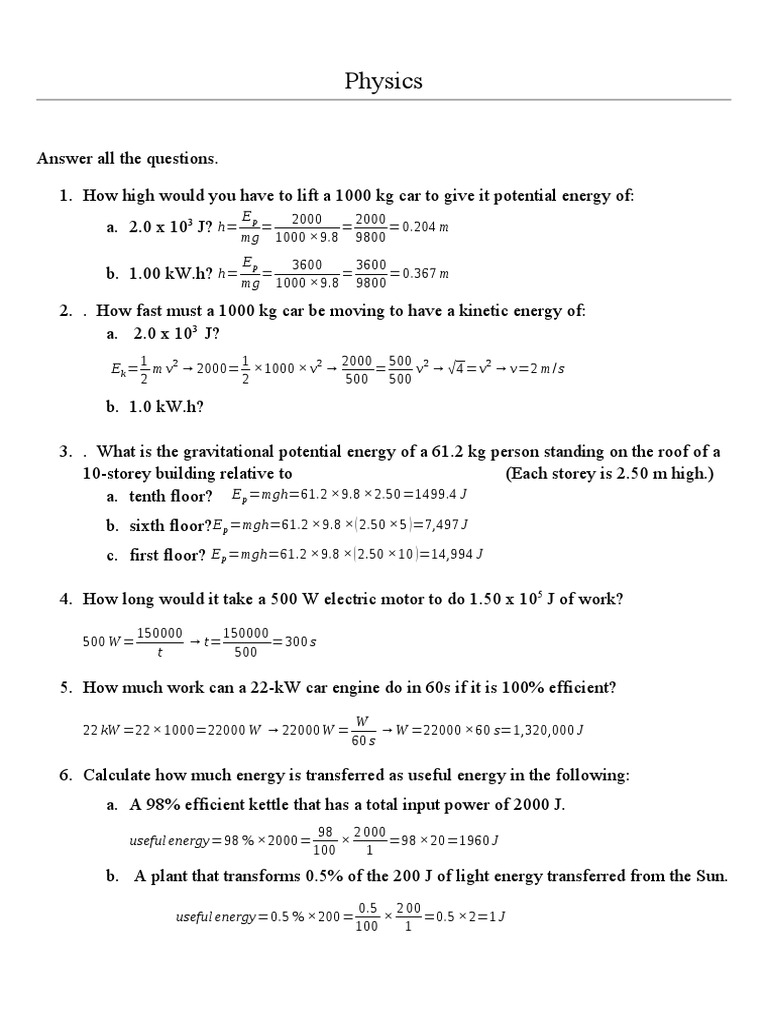 Physics | PDF | Potential Energy | Physical Quantities