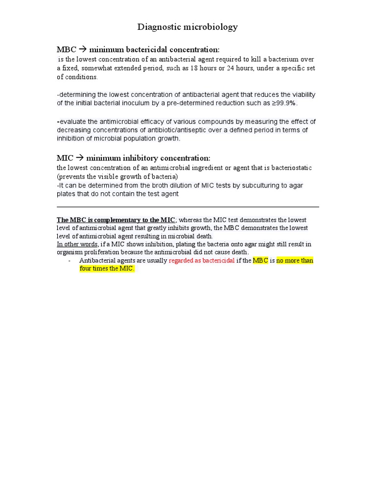 MIC and MBC in Diagnostic Microbiology | PDF | Ribosome | Microbiology