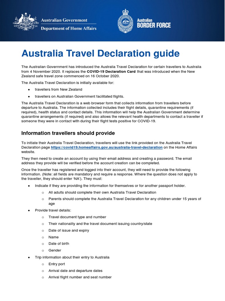 Australia Travel Declaration Guide | PDF | Privacy | World Wide Web