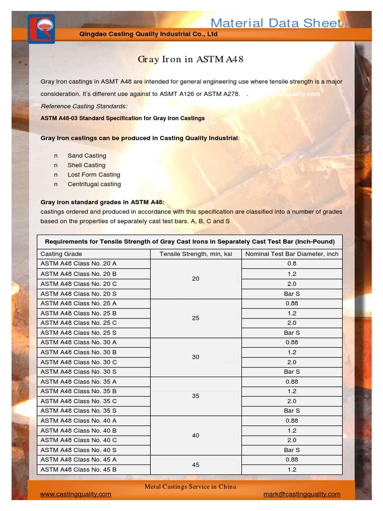 ASTM A48 Gray Iron Casting Overview | PDF | Casting | Casting ...