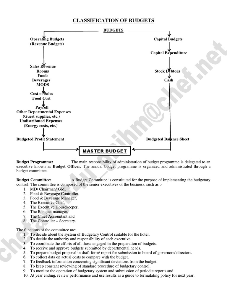 Classification of Budgets: Master Budget | PDF | Budget | Business