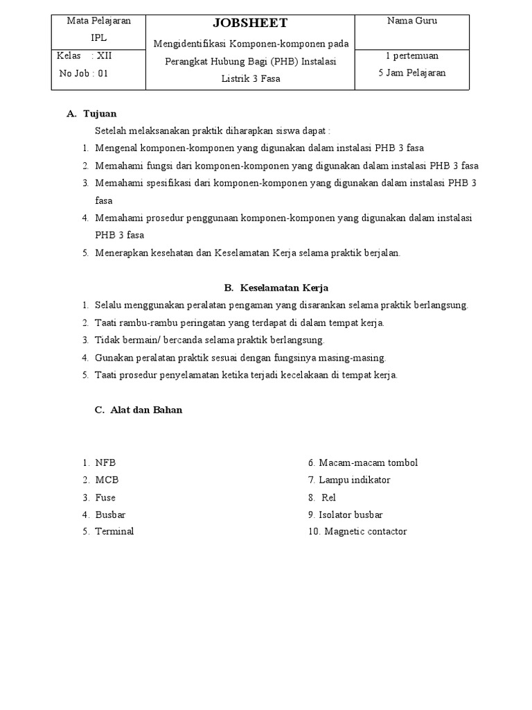 Identifikasi Komponen PHB 3 Fasa | PDF | Teknologi & Rekayasa