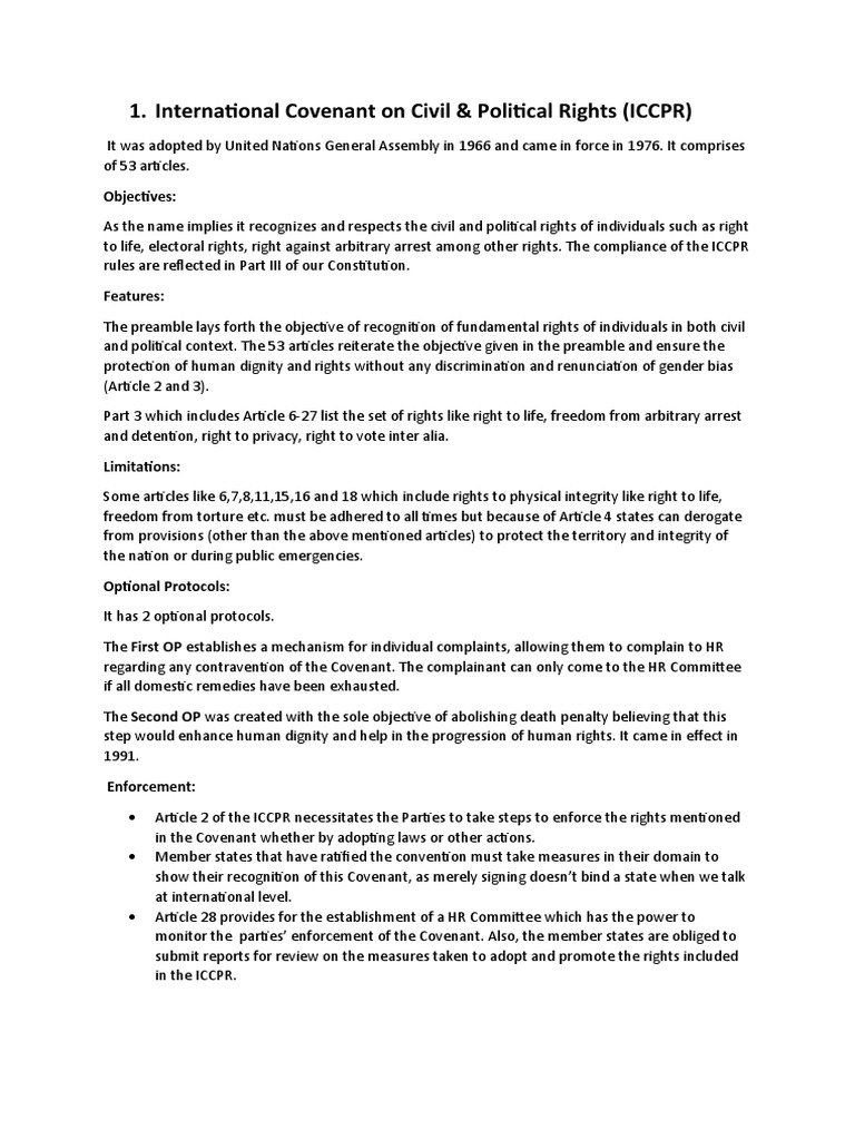 International Covenant On Civil & Political Rights (ICCPR) | PDF ...