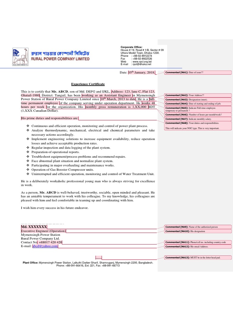 Experience Certificate Sample | PDF | Energy And Resource | Business