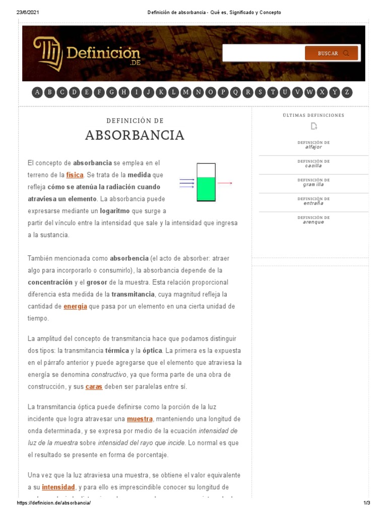 Definición de Absorbancia - Qué Es, Significado y Concepto | PDF | Olas ...