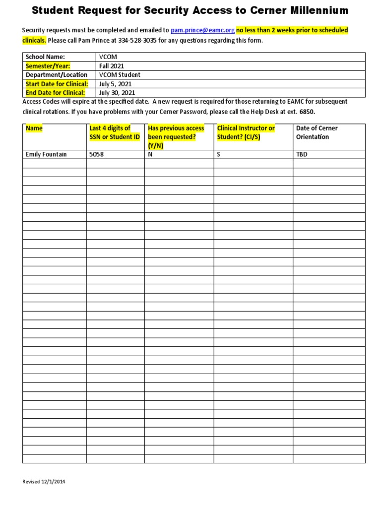 NEW 2014 Cerner Request Form - Vcom | PDF | Career & Growth