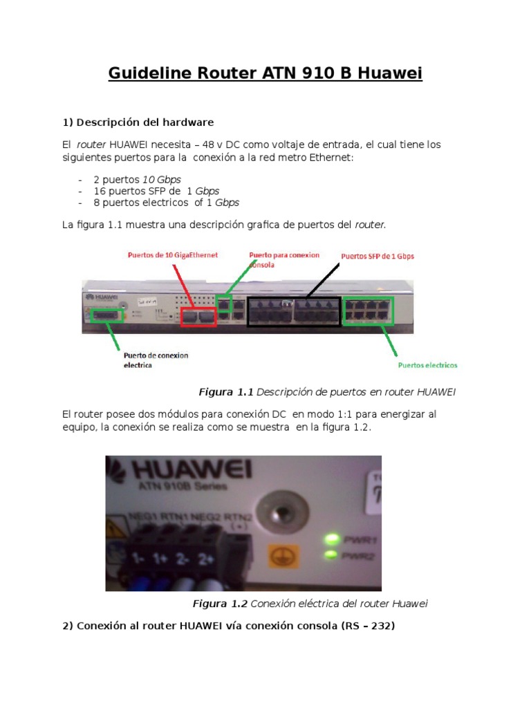 Configuración Router Huawei ATN 910 B | PDF | Enrutador (Computación ...