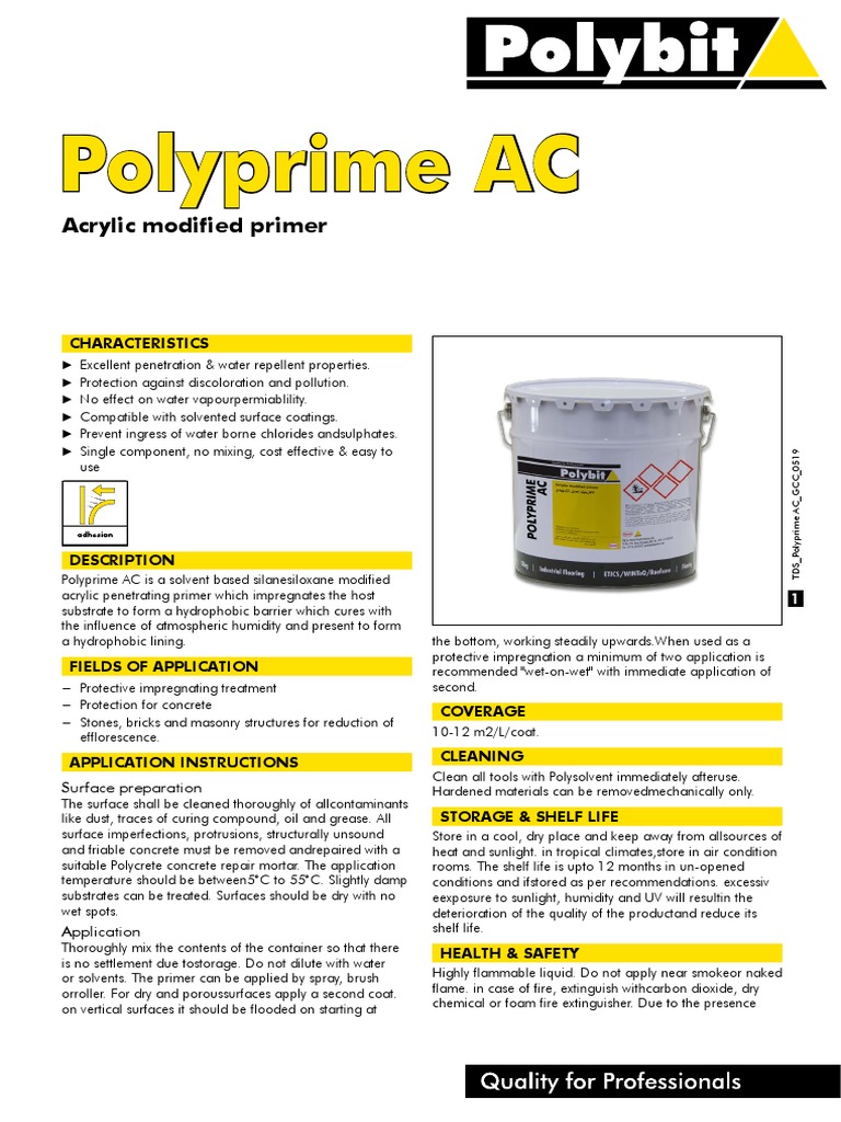 Polyprime AC: Acrylic Modified Primer | PDF | Concrete | Water