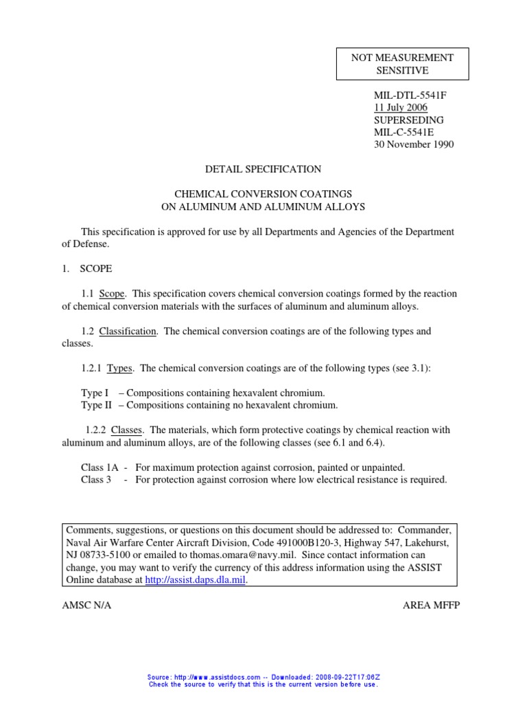 MIL-DTL-5541 Rev F - Part1 | PDF | Physical Sciences | Building Engineering
