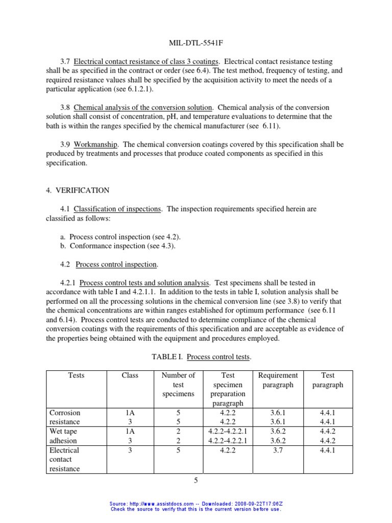 MIL-DTL-5541 Rev F - Part5 | PDF | Process Control | Verification And ...
