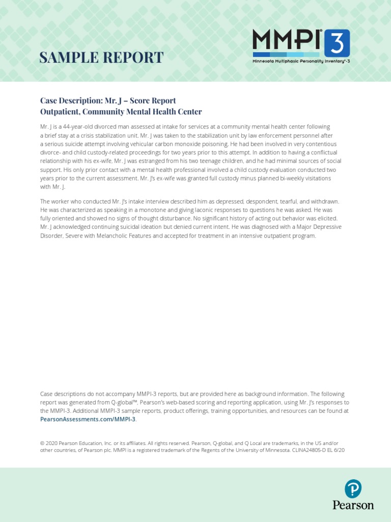 Mmpi-3 Sample Score Report With Comparison Group | PDF | Mental Health ...