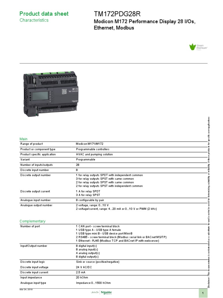 Modicon M171 - M172 - TM172PDG28R | PDF