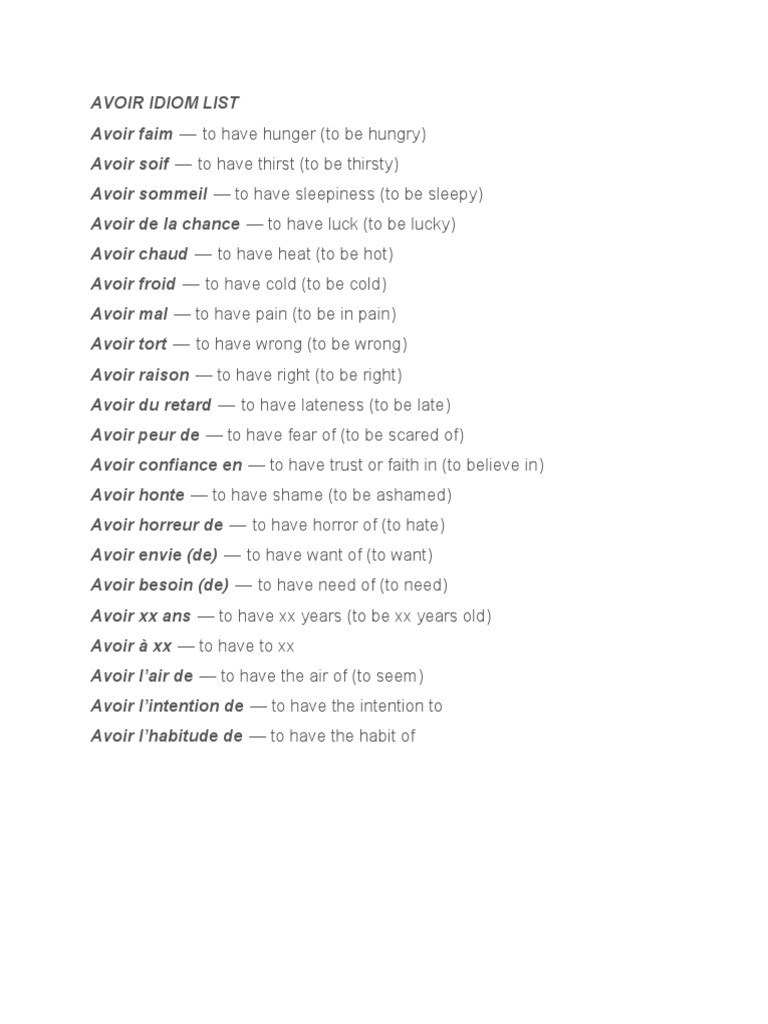 Essential French Idioms List | PDF