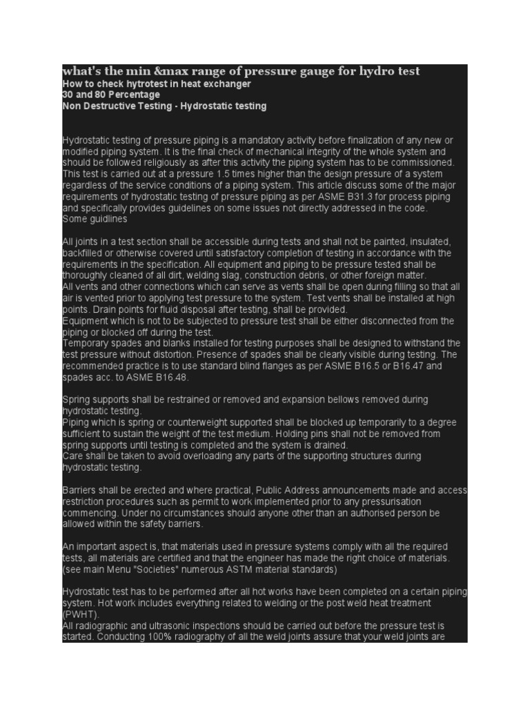 Hydrotest Process. | PDF | Valve | Pipe (Fluid Conveyance)