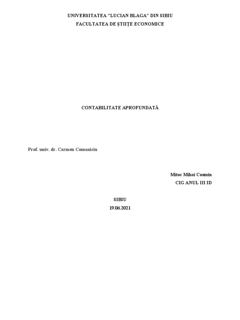 Examen Contabilitate Aprofundata | PDF