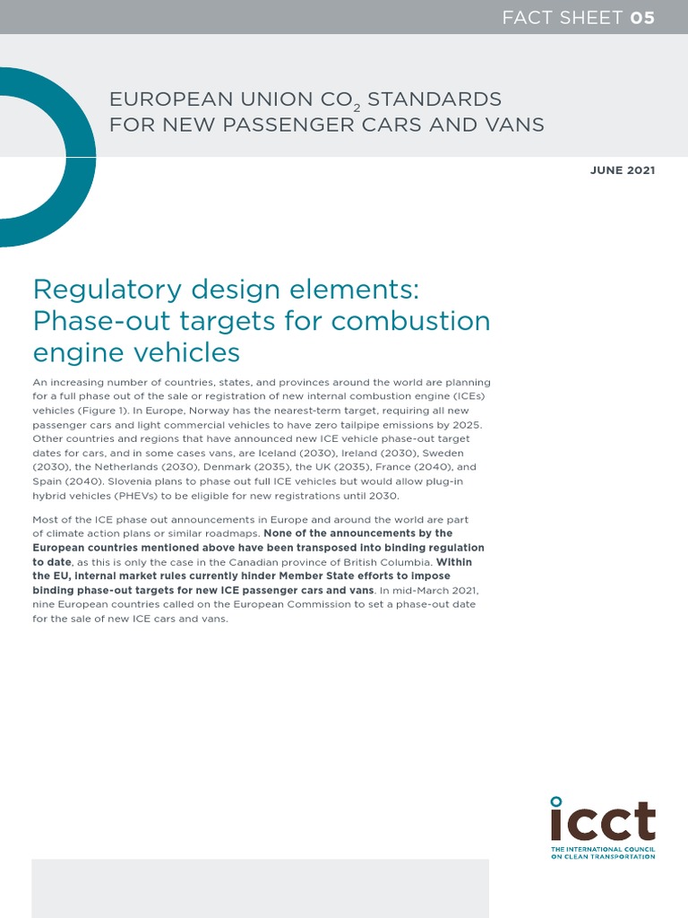 European Union CO2 Standards For New Passenger Cars and Vans: Phase-Out ...