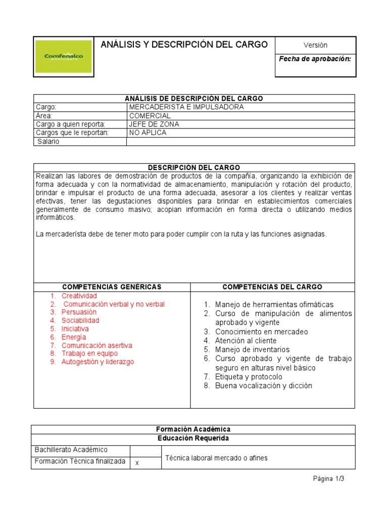 Formato de Análisis y Descripción de Cargos | Download Free PDF | Marketing | Business