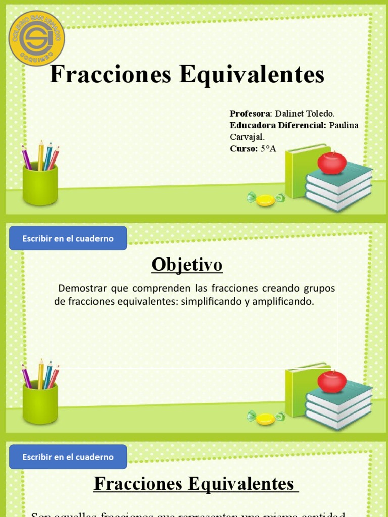 5° 6 MATEMTICA PPT Fracciones Equivalentes 5to | PDF