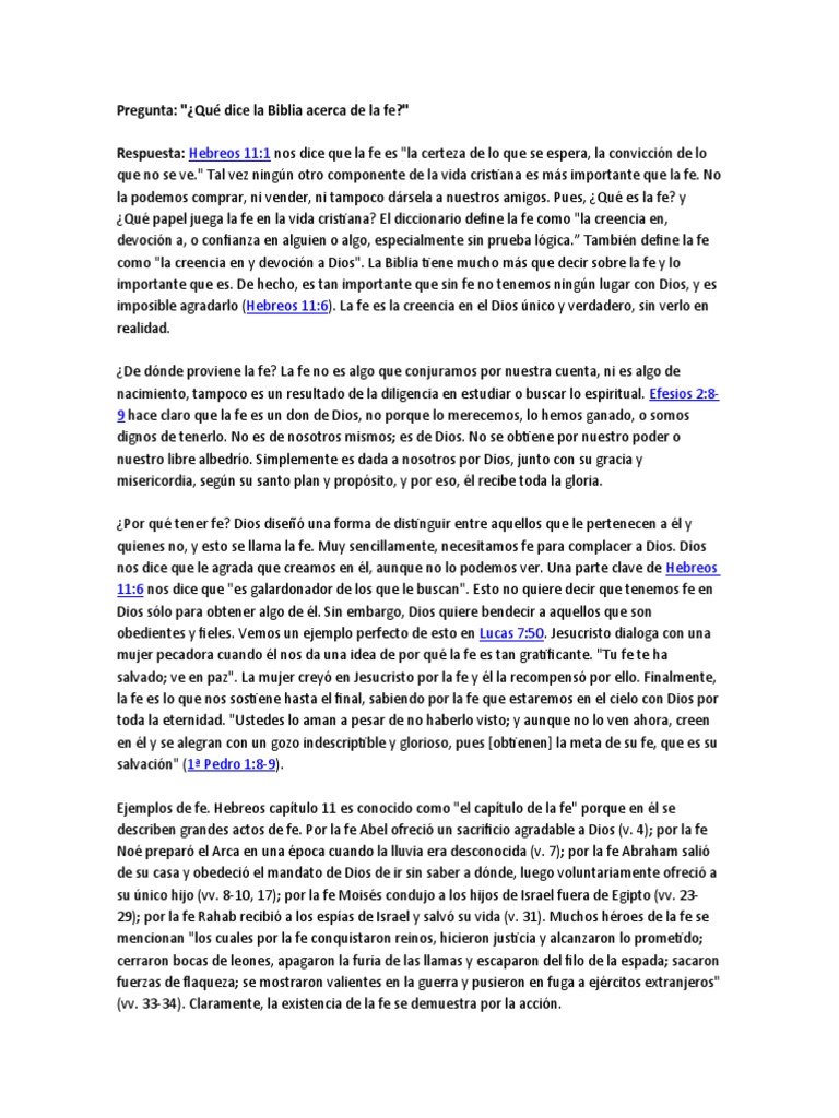 La Fe Según la Biblia: Definición y Ejemplos | PDF | Fe | Jesús