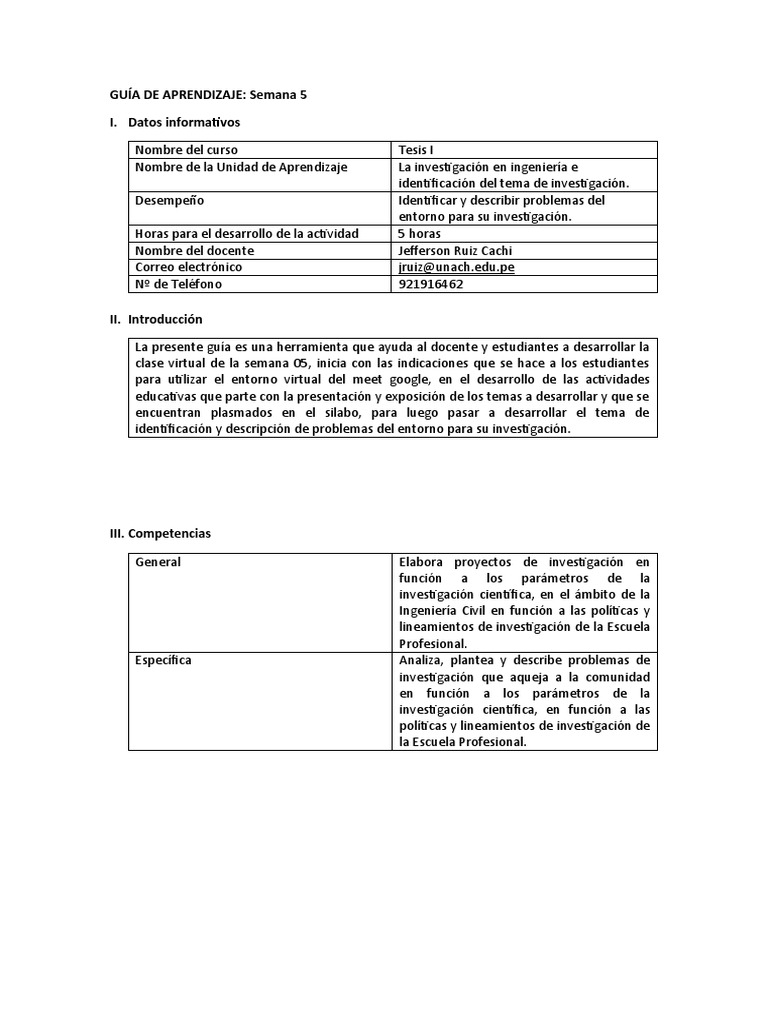 Guía de Aprendizaje. Sem5 | PDF | Ingeniería | Aprendizaje