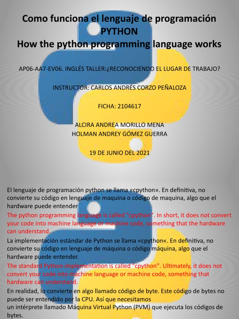 Como Funciona El Lenguaje De Programación Python Pdf Python 