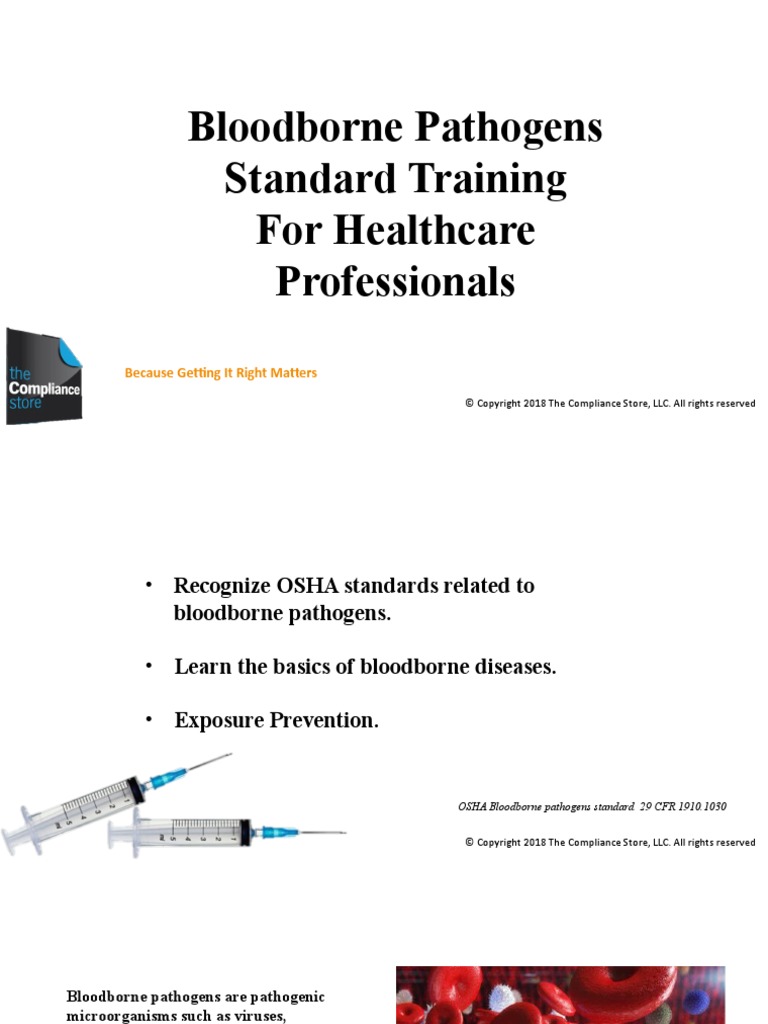 Bloodborne Pathogens Standard Training For Healthcare Professionals ...