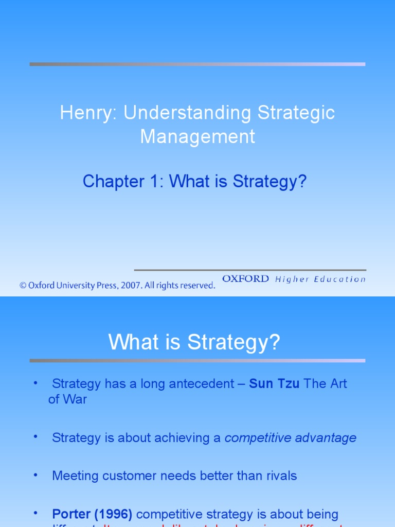 Henry: Understanding Strategic Management: Chapter 1: What Is Strategy? | PDF | Strategic ...