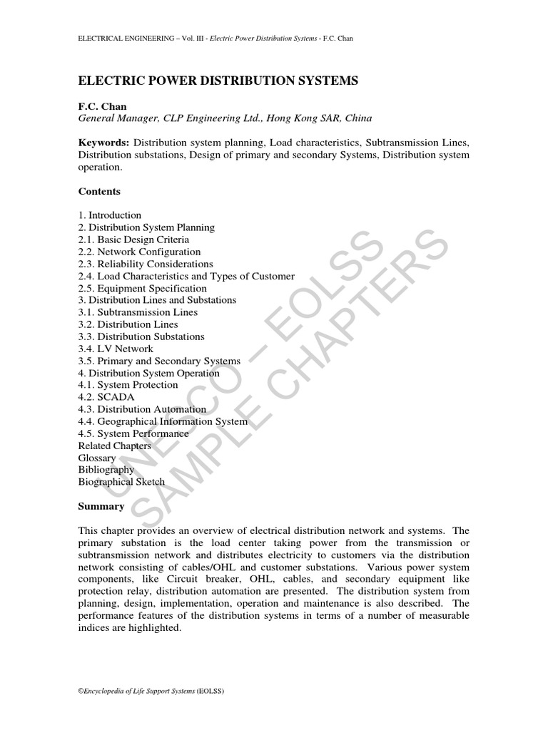 Power Distribution System | PDF | Electrical Substation | Electric ...