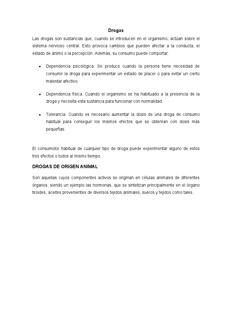 Droga Origen Animal Pdf Drogas Petróleo