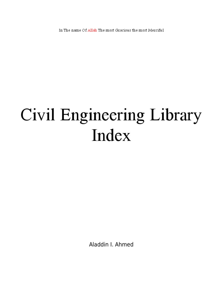 Civil Engineering Library Index | PDF | Art | Science & Mathematics