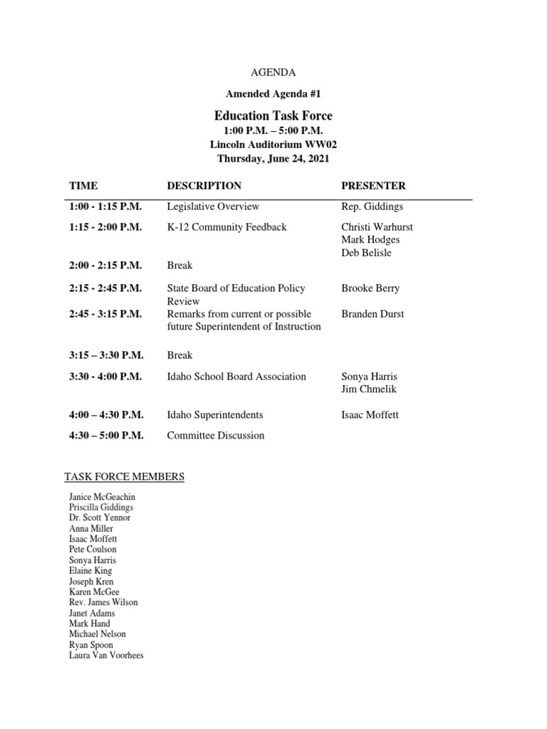 Task Force Agenda 6/24 | PDF