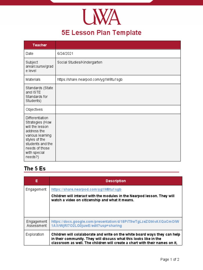 Ed508-5e-Lesson-Plan-Template 5 | PDF | Educational Assessment | Teachers