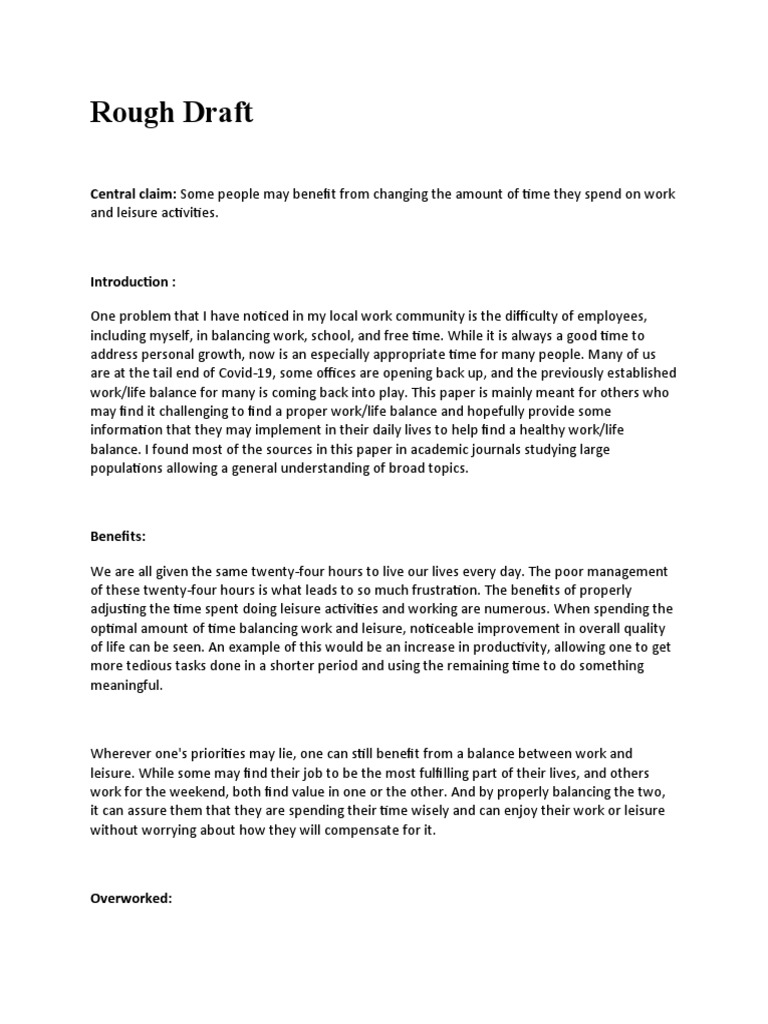 Writing Project 1 Rough Draft | PDF | Procrastination | Professional Skills