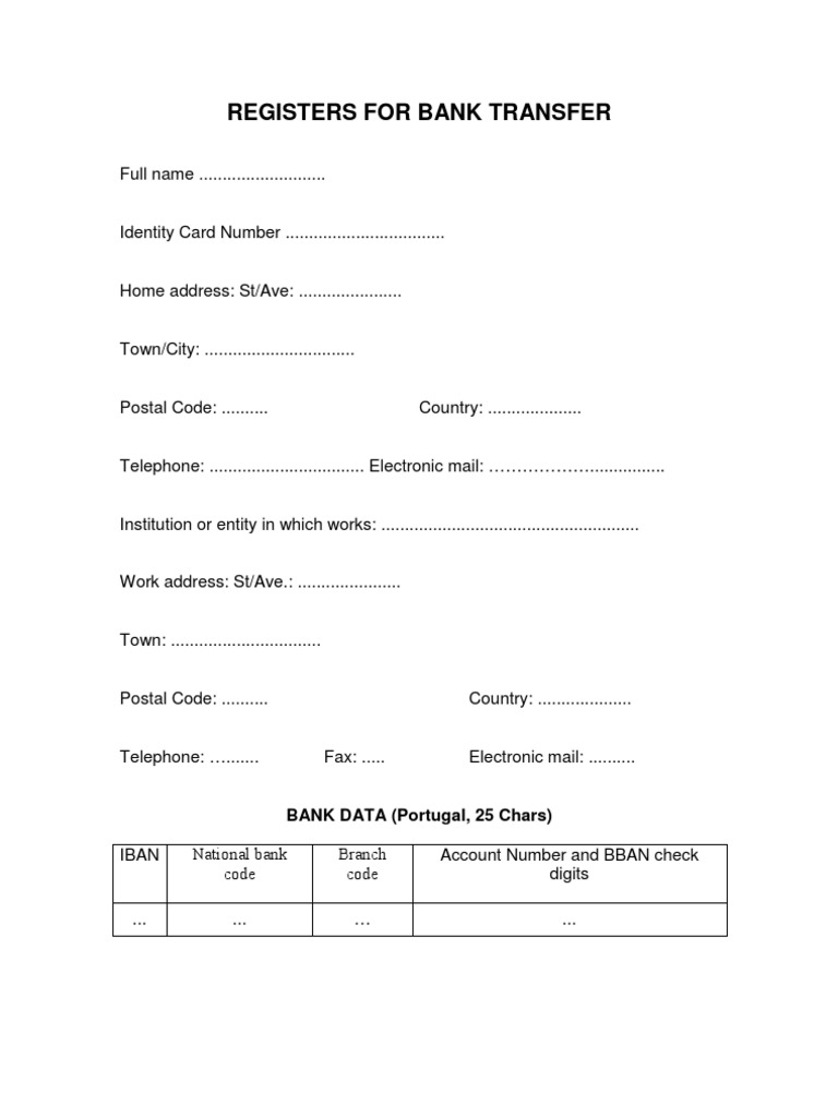Bank Transfer Registration Form | PDF