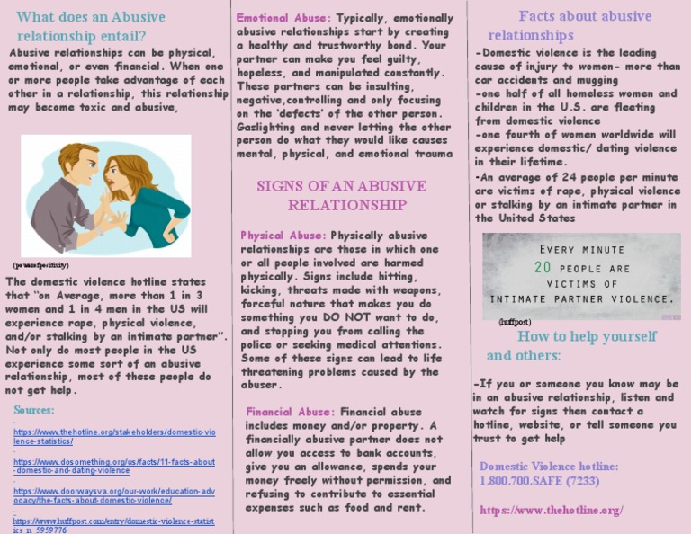 Abusive Relationship Brochure | PDF | Domestic Violence | Violence