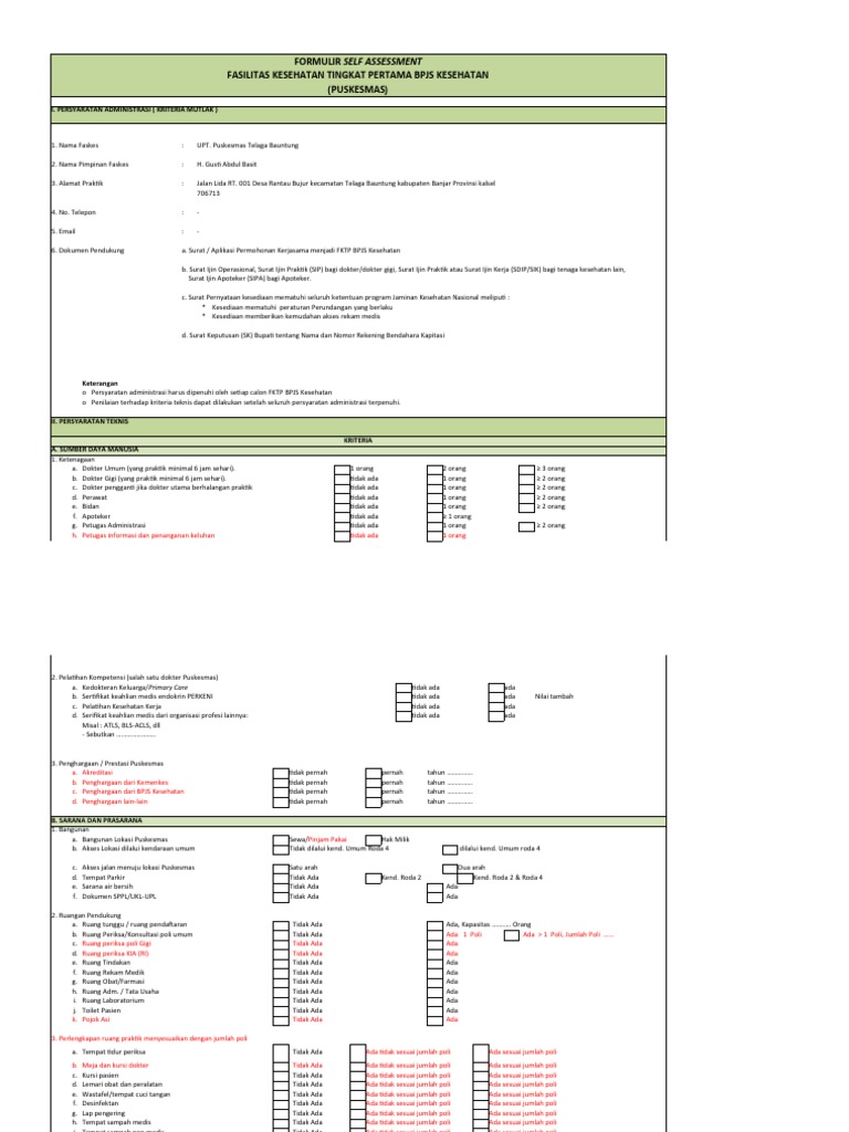 Format Self Assessment PKM | PDF