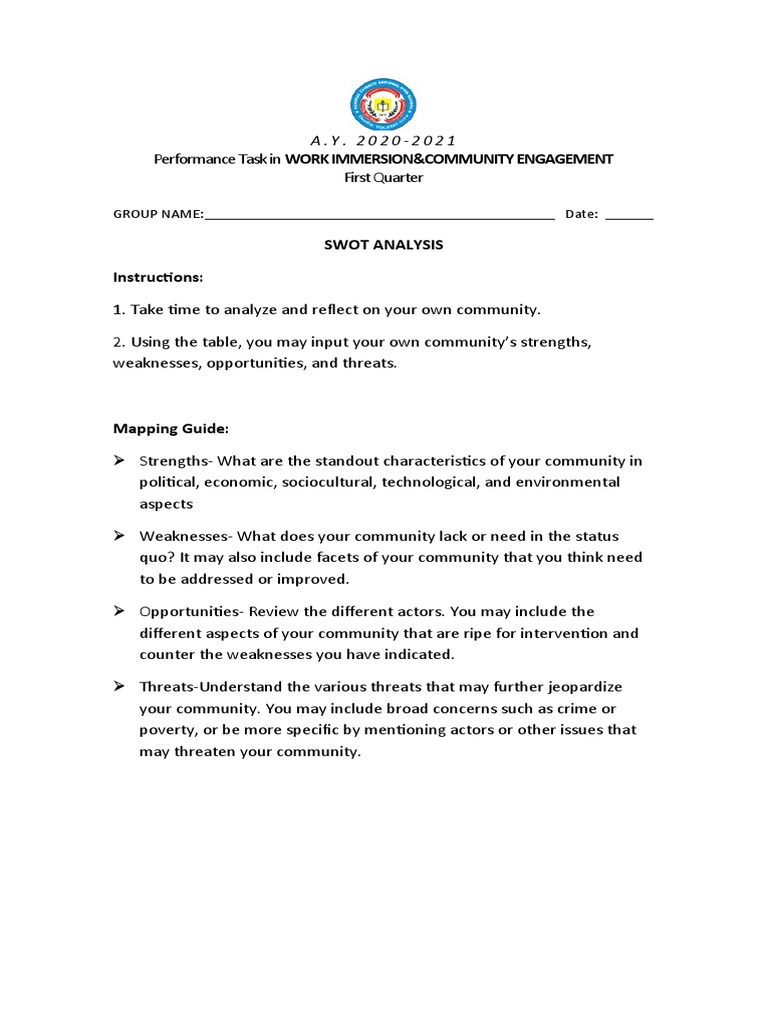 Swot Analysis Instructions | PDF
