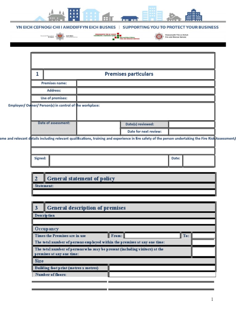 Fire Risk Assessment: Premises Particulars 1 | PDF | Fire Safety | Risk ...